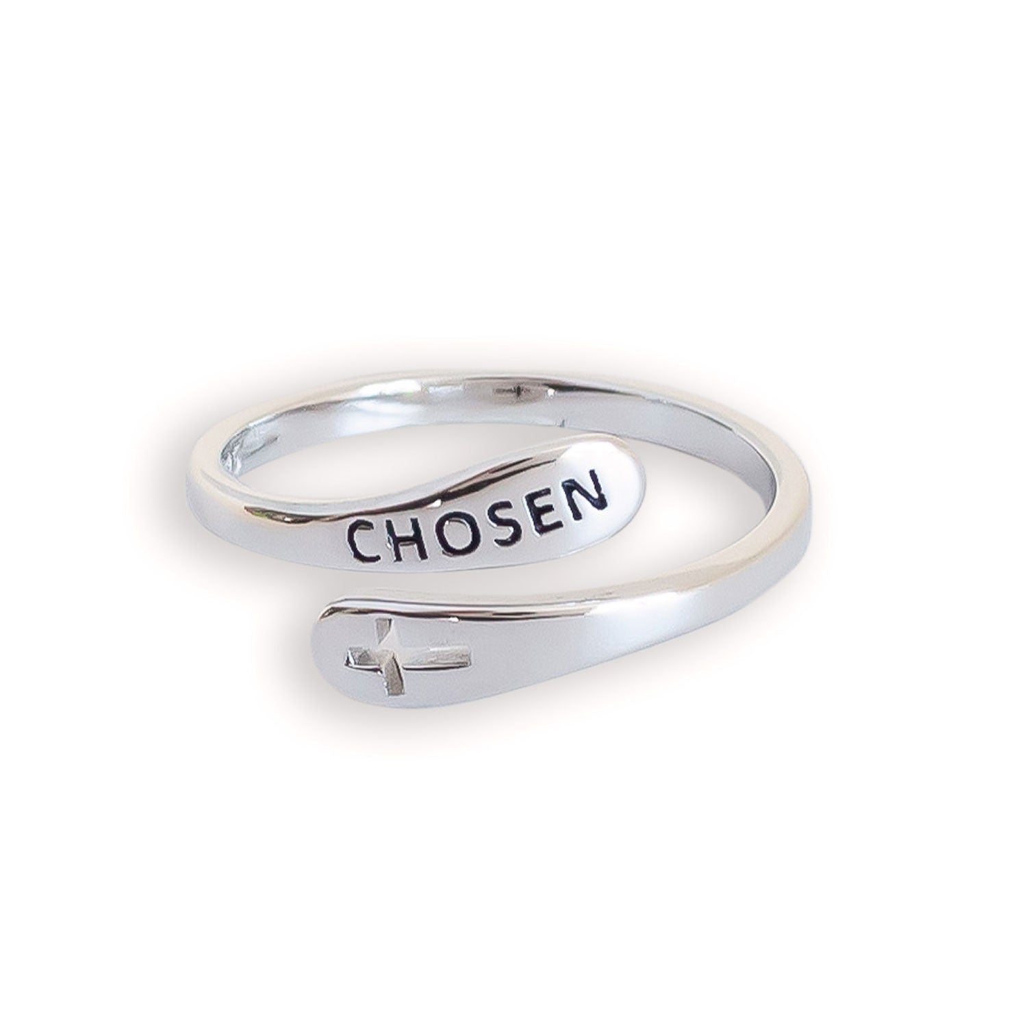 "Chosen" Sterling Silver Cross Adjustable Ring – Always Blessed